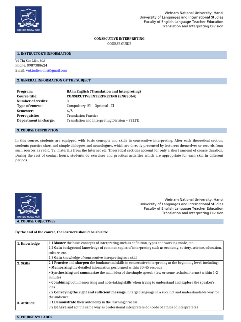 Consecutive Interpreting Course Guide | PDF | Language Interpretation | Translations