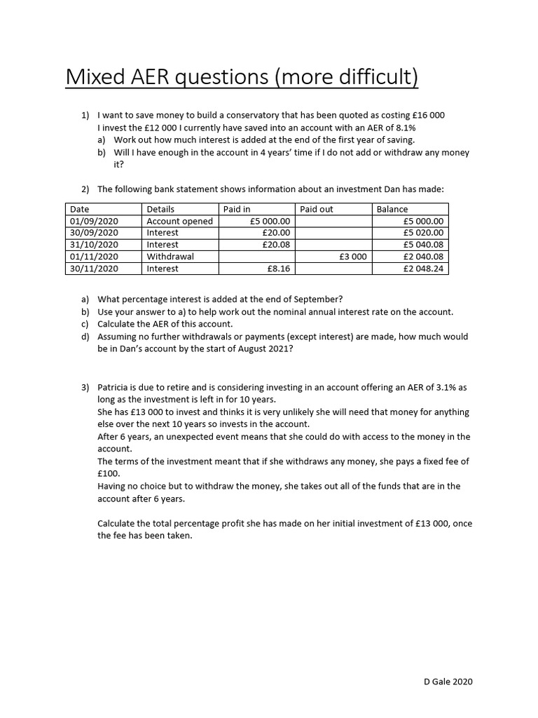Mixed Aer Questions | PDF