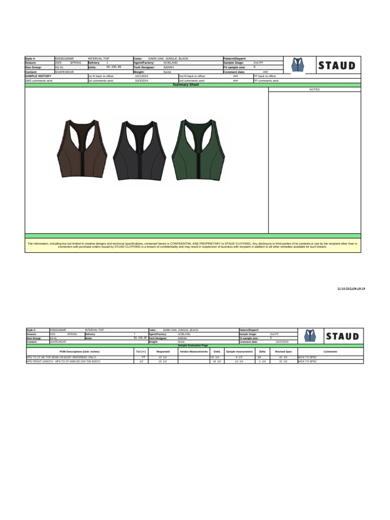 Interval Top r25s5126wr Size S 2nd PP TP | PDF | Seam (Sewing) | Sewing
