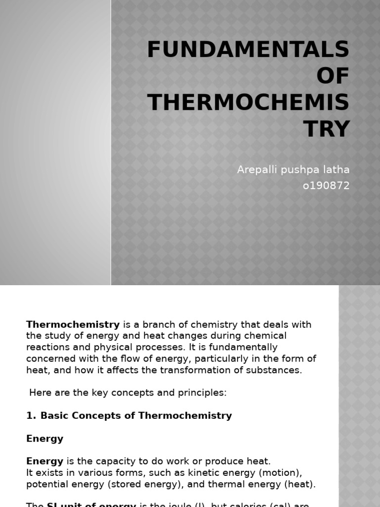 Thermochemistry Basics and Principles | PDF | Enthalpy | Heat