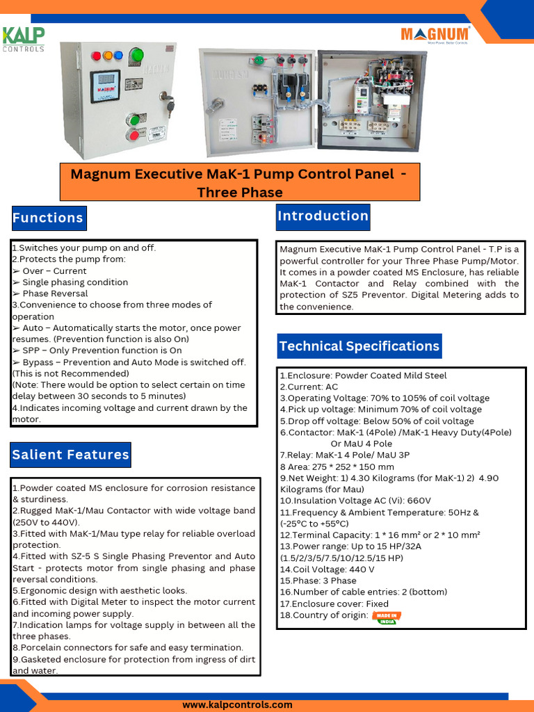Magnum MaK-1 Pump Control Panel | PDF | Relay | Electronics