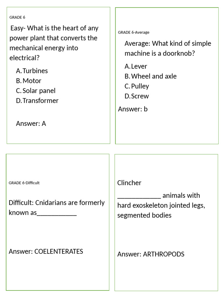Quizbee Question Grade 5-6 | PDF | Science & Mathematics | Technology & Engineering