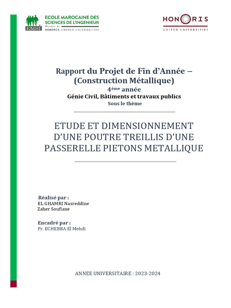 Dimensionnement d'une Passerelle Treillis | PDF | Pont | Treillis ...
