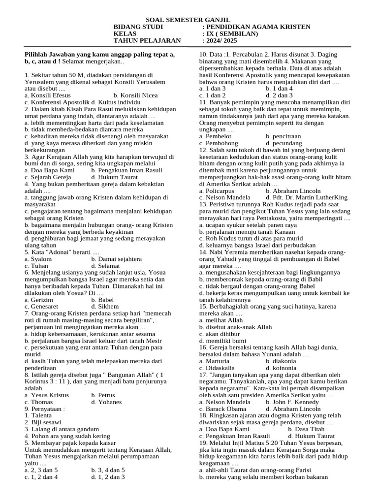 Soal Semester Ganjil Kelas 9 | PDF | Ilmu Sosial | Sejarah