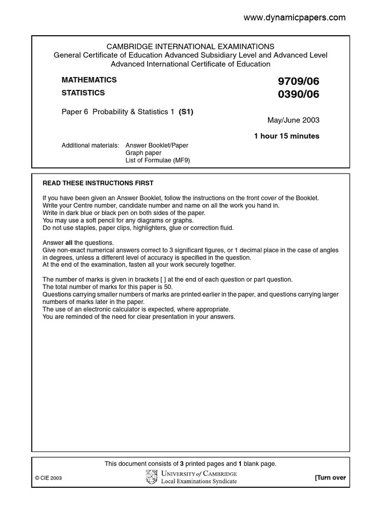 Mathematics Statistics (S1) | PDF | Normal Distribution | Standard Deviation