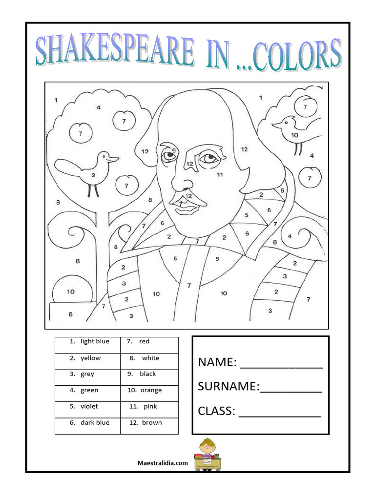 Shakespeare Color by Number by Me | PDF | Wellness | Science & Mathematics