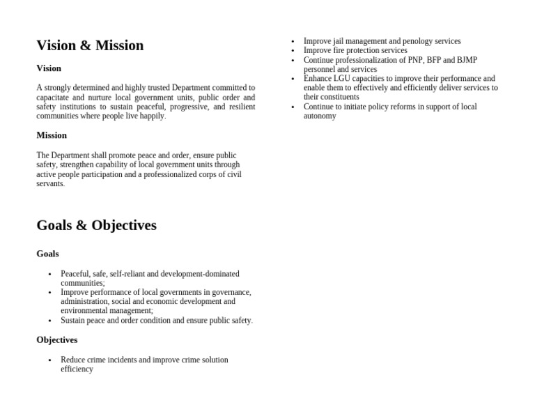 Vision and Mission DILG | PDF | Career & Growth