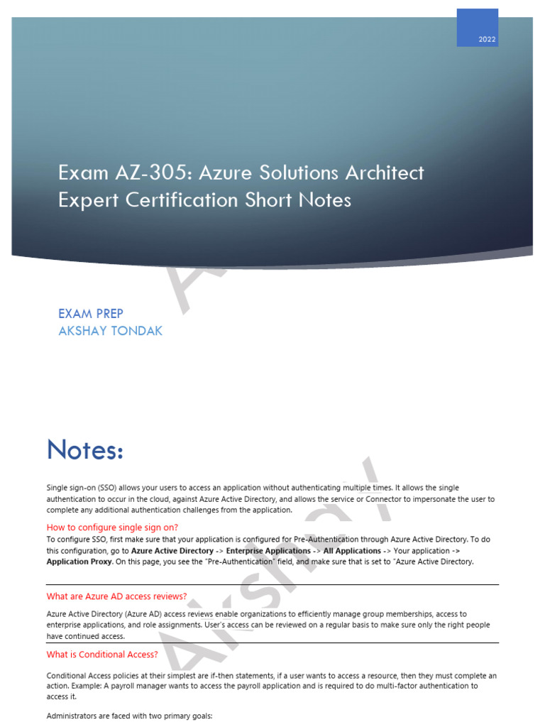 AZ305 Exam Short Notes | PDF | Microsoft Azure | Cloud Computing