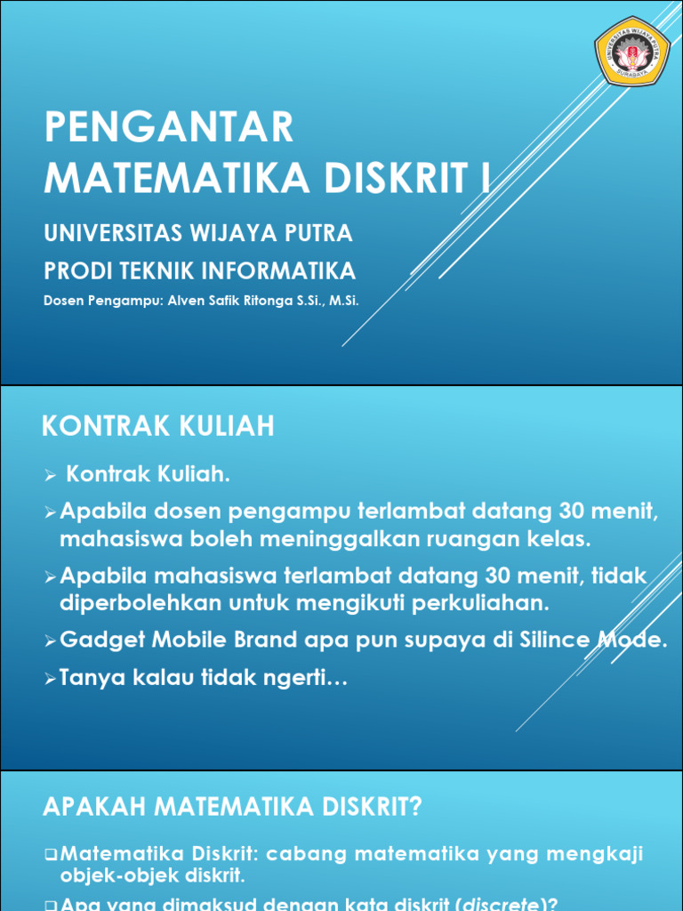Pengantar Matematika Diskrit Daring | PDF | Metode & Bahan Ajar