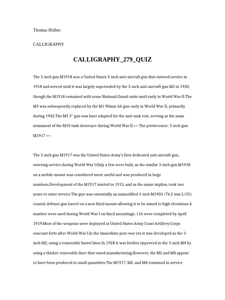 Calligraphy 279 Quiz | PDF | Ballistics | Projectile Weapons
