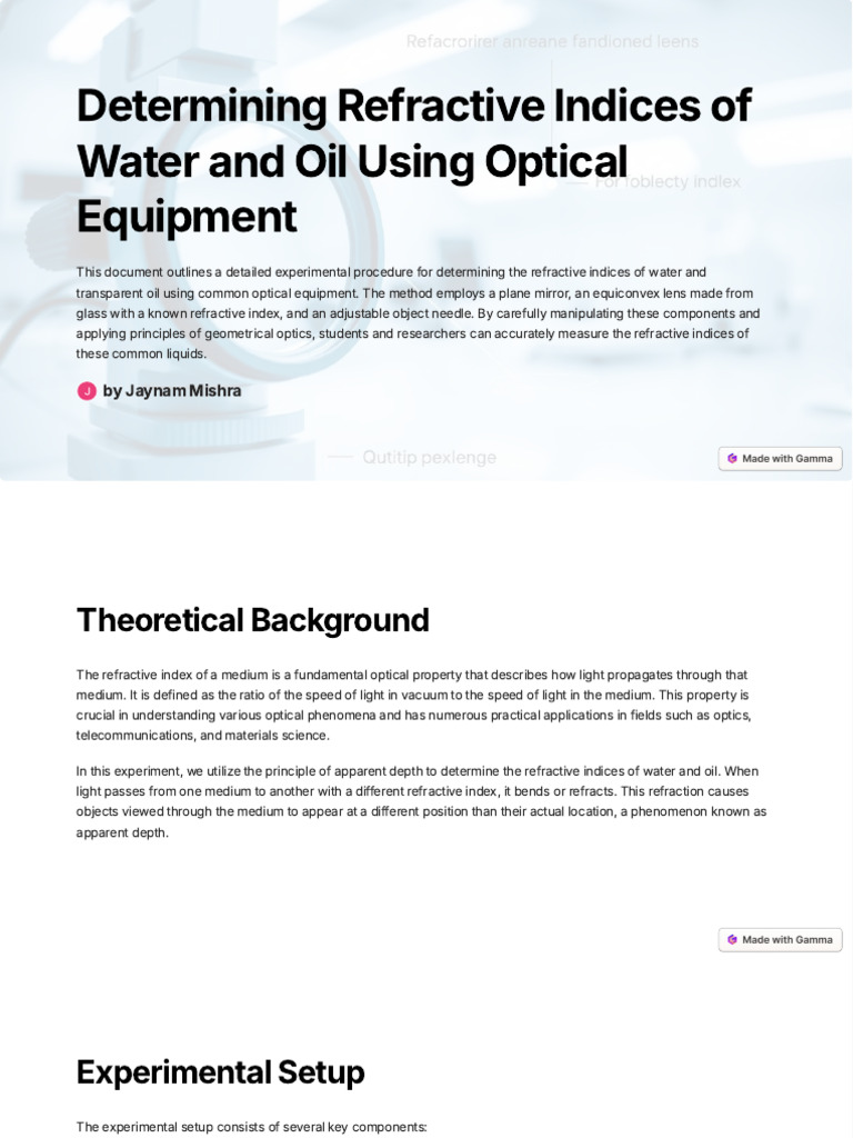 Optical Refractive Index Guide | PDF | Refractive Index | Refraction