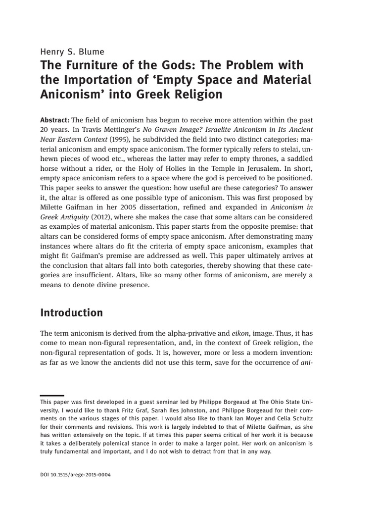 The Furniture of The Gods: The Problem With The Importation of Empty ...
