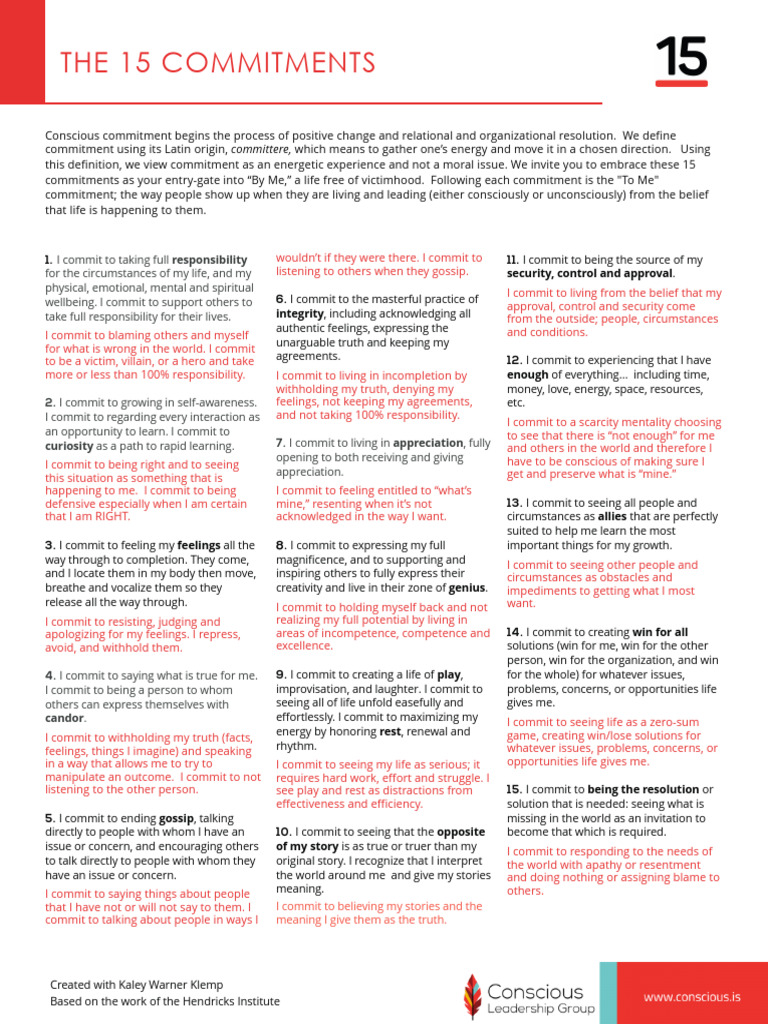 CLG 15 Commitments | PDF | Psychology | Psychological Concepts