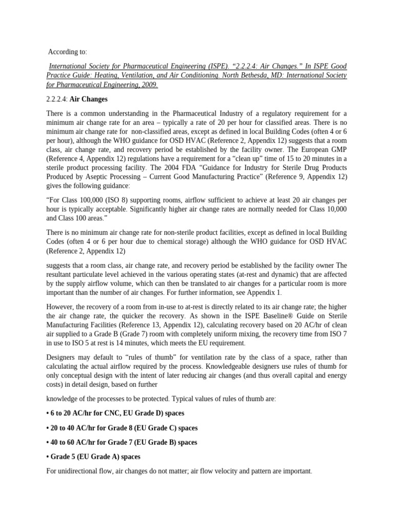 Air Change Classification | PDF