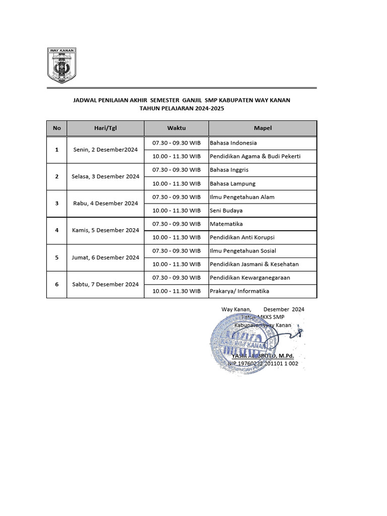 Jadwal Pas Ganjil Tp. 20242025 | PDF Jadwal Pas Ganjil Tp. 20242025 | PDF