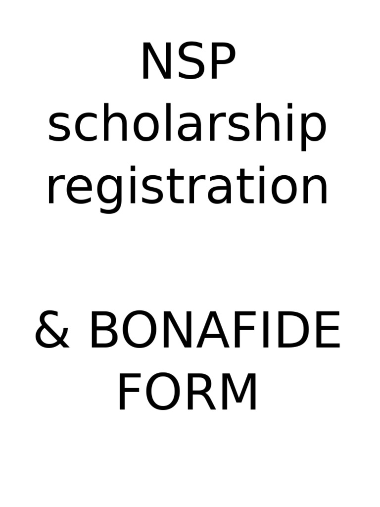 NSP Scholarship Registration | PDF