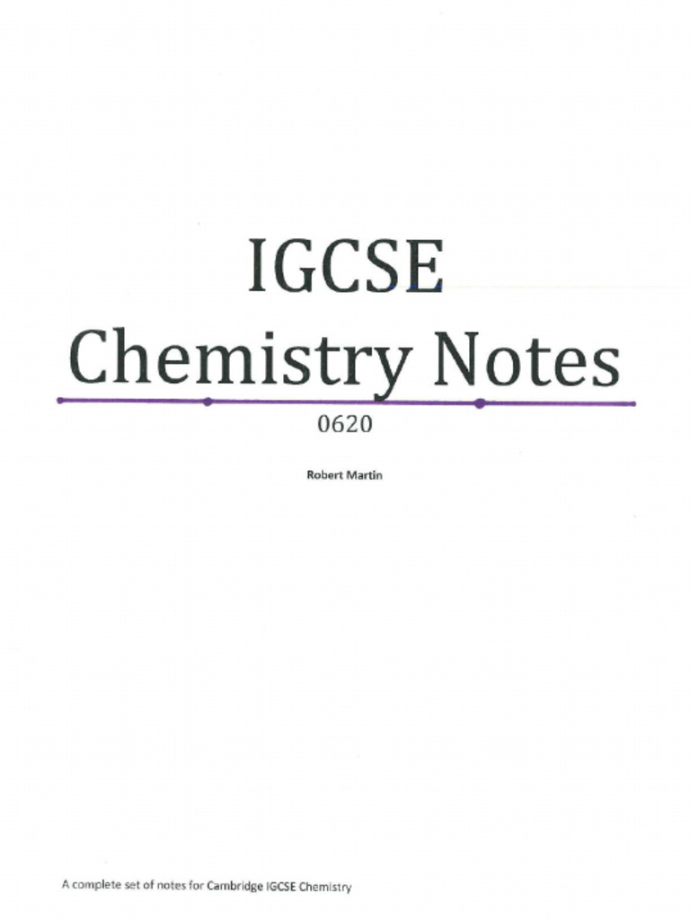 Igcse Chemistry Notes | PDF