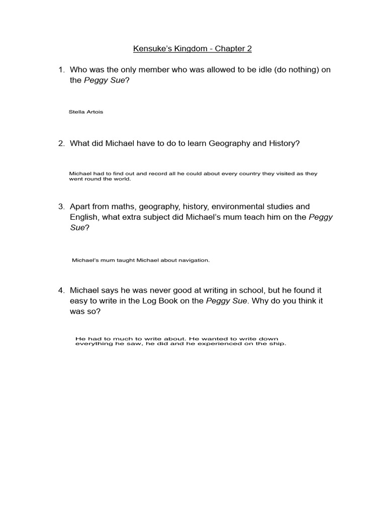 Kensuke's Kingdom Chapter 2 Overview | PDF | Travel | Science & Mathematics