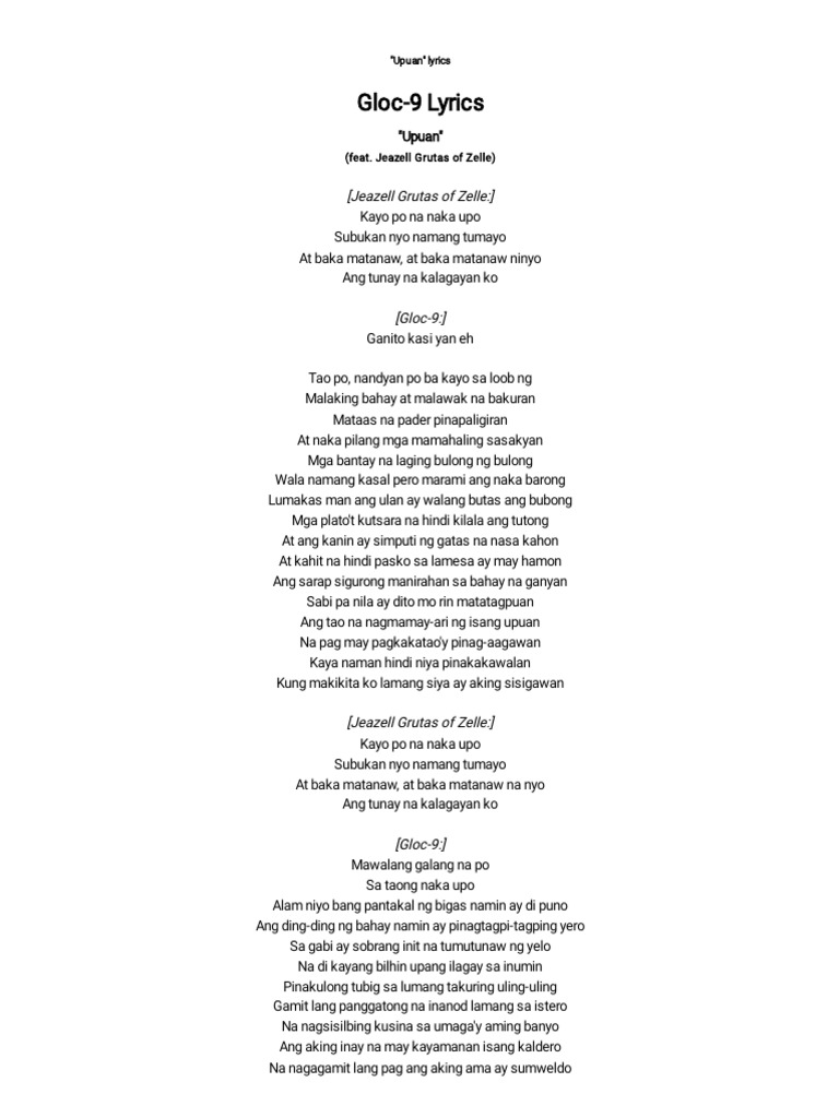 Gloc-9 - Upuan Lyrics | PDF