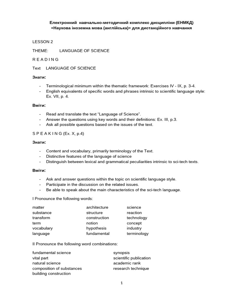 Language of Science - U2 - Arch | PDF | Science | Word