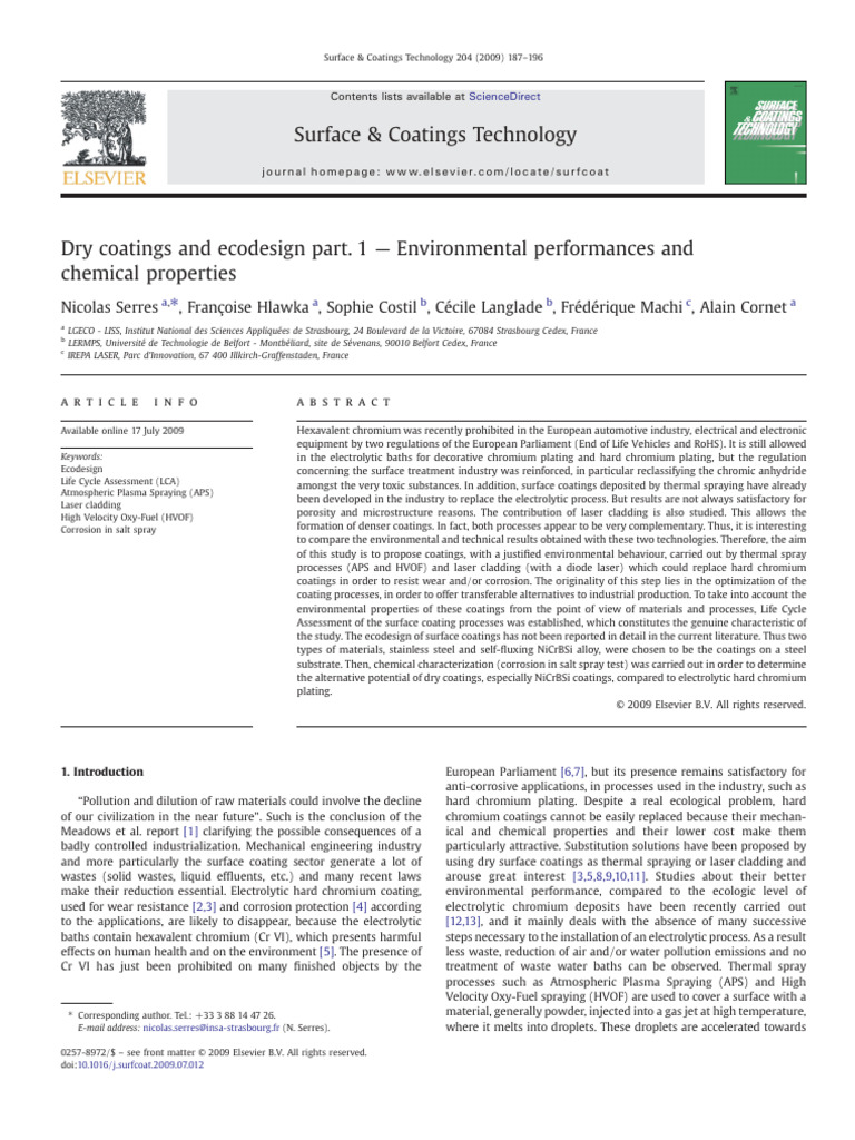Eco-Friendly Coatings and Performance | PDF | Corrosion | Stainless Steel