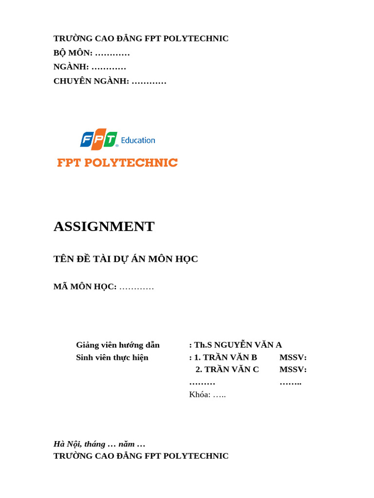 Form Mau Bao Cao Assignment | PDF