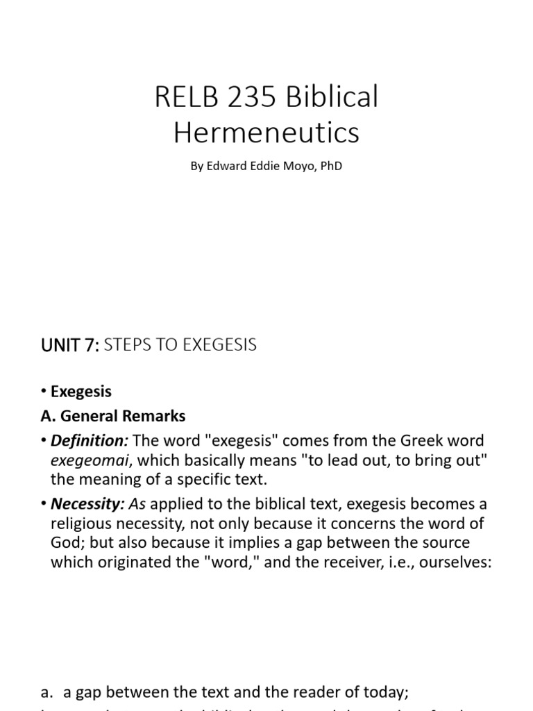 Steps to Biblical Exegesis Explained | PDF | Poetry | Exegesis
