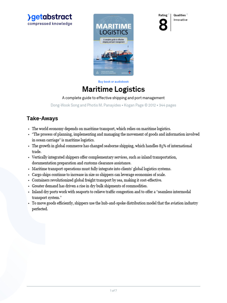 Maritime Logistics: Key Insights and Trends | PDF | Port | Oil Tanker