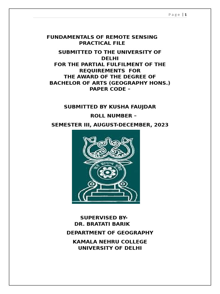 3rdsem Remote Sensing Practical File | PDF | Electromagnetic Radiation | Geographic Information ...