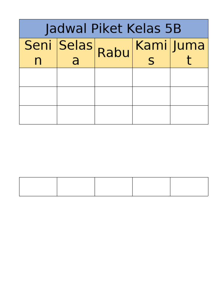 Jadwal Piket Kelas 5B | PDF