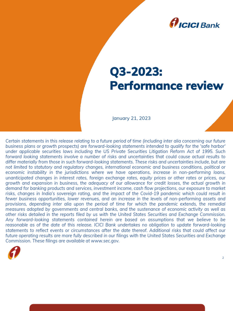 ICICI Bank Q3-2023 Financial Review | PDF | Securities (Finance) | Banks
