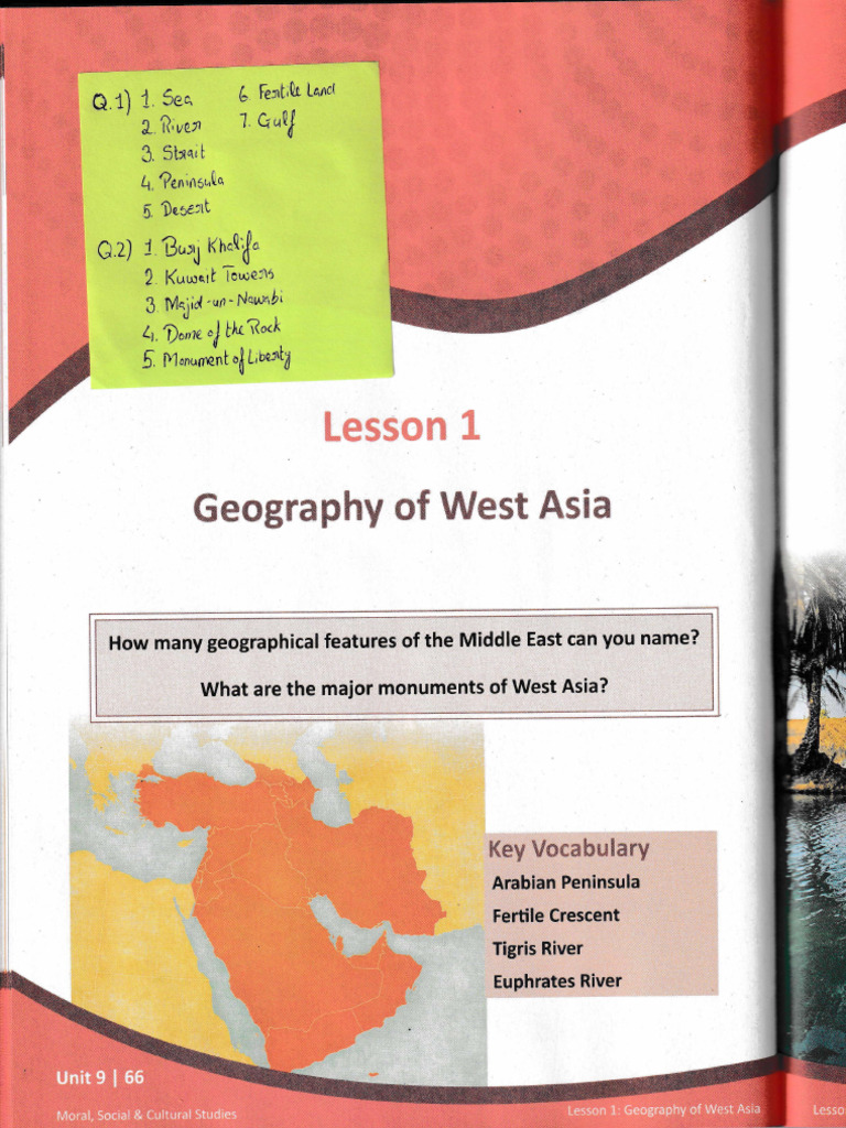 Lesson 1 West Asia SST | PDF