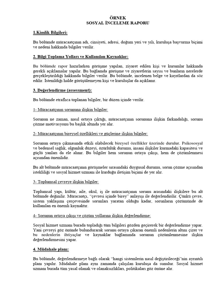 Sosyal İnceleme Raporu | PDF