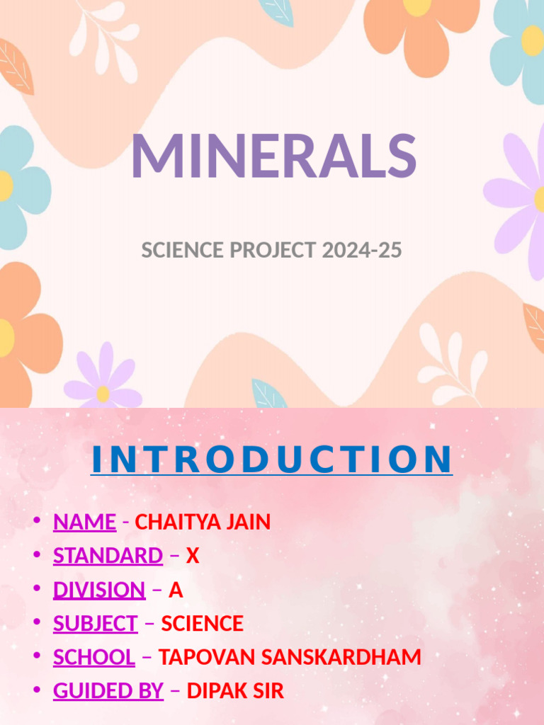 Minerals: Science Project 2024-25 | PDF | Minerals | Iron Ore