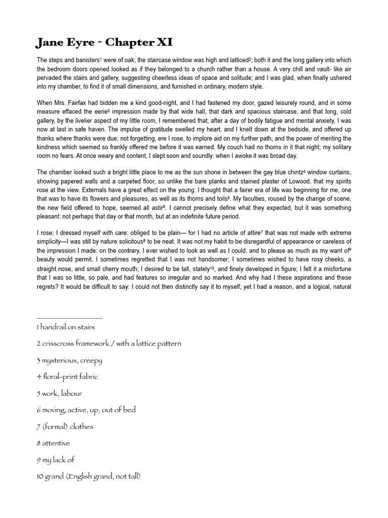 Jane Eyre - Chapter XI - Story + Voc ESL Students | PDF | Art ...