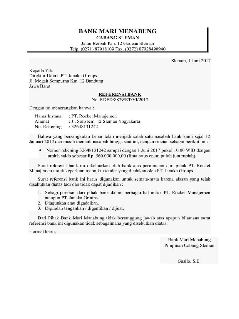 Surat Referensi Bank | PDF