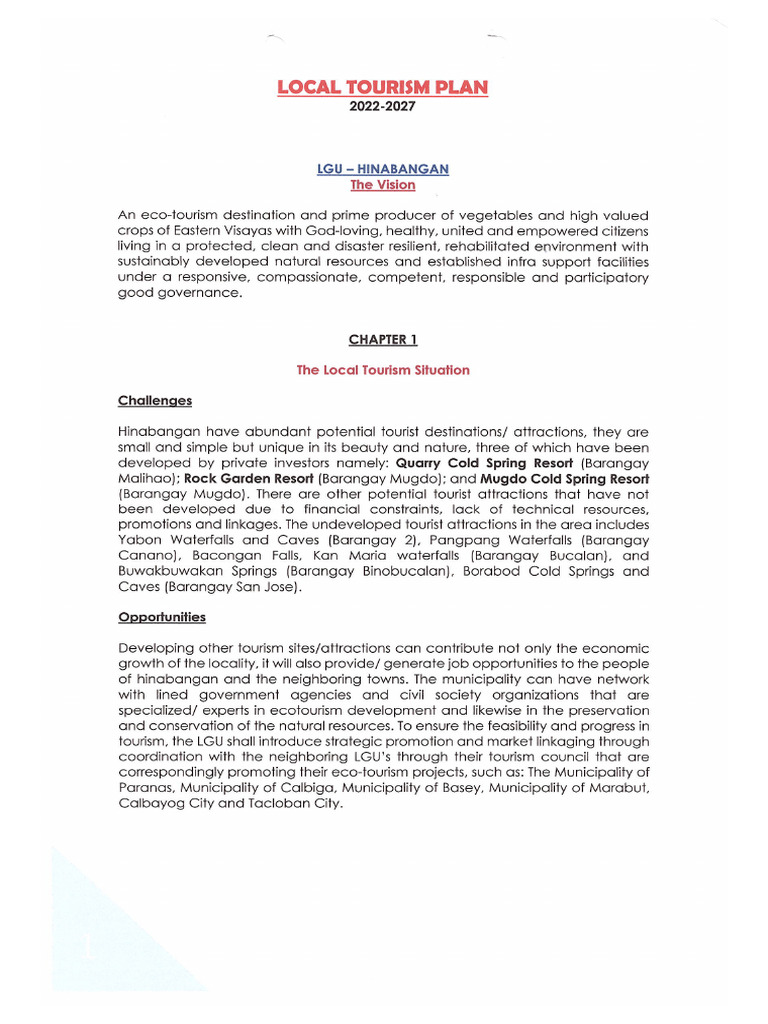 Tourism Plan 2022-2027 | PDF