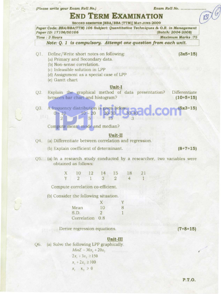 Ipjugaad - Bba 2nd Sem Quantitative Techniques and Operations Research ...