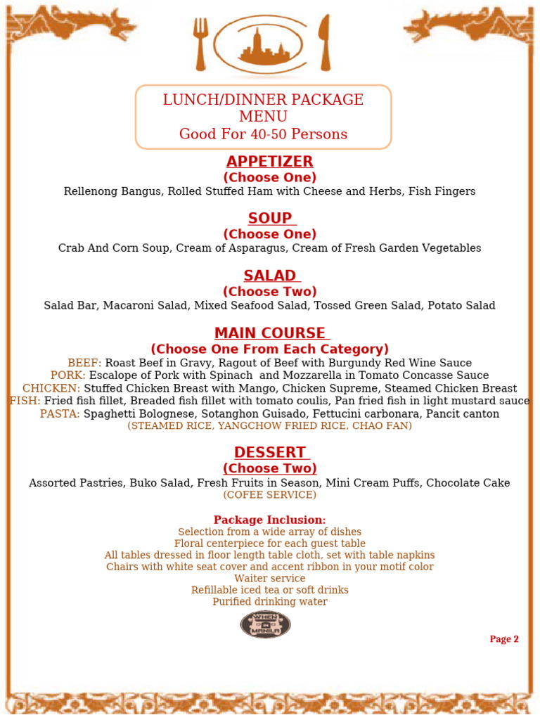 Manila Catering 2nd Page | PDF