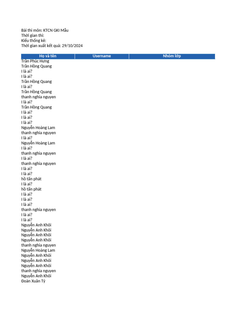 KTCN GKI Mau Alltime - ScoreSheet 29 10 2024 | PDF