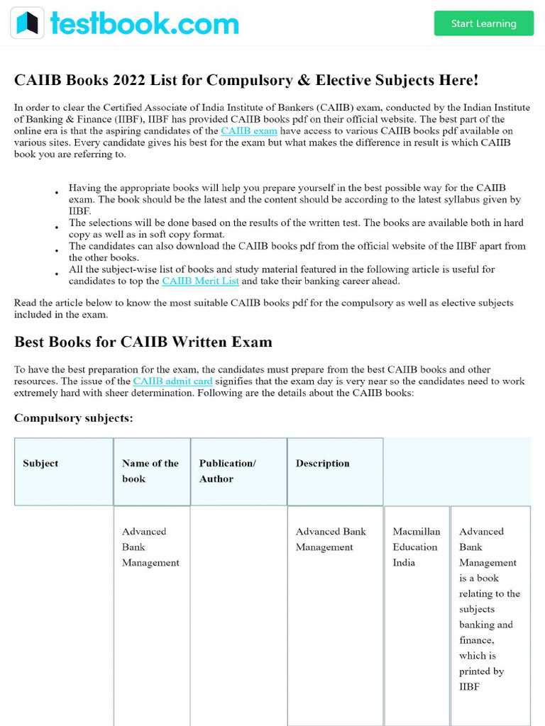 CAIIB Books 2022 List For Compulsory & Elective Subjects Here! | PDF