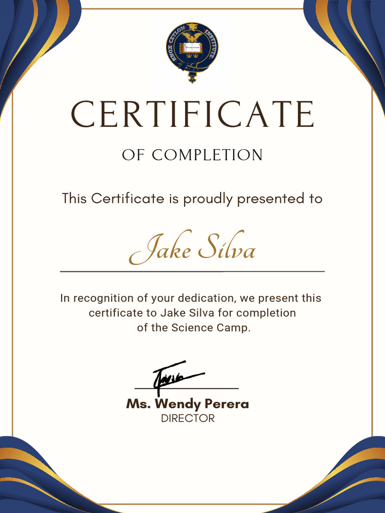 Jake - Science - Certificate of Completion | PDF