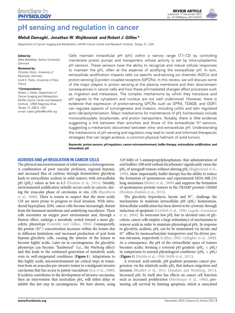 PH Sencing Anf Regltn in CNCR Cell | PDF | Cell Signaling | Actin