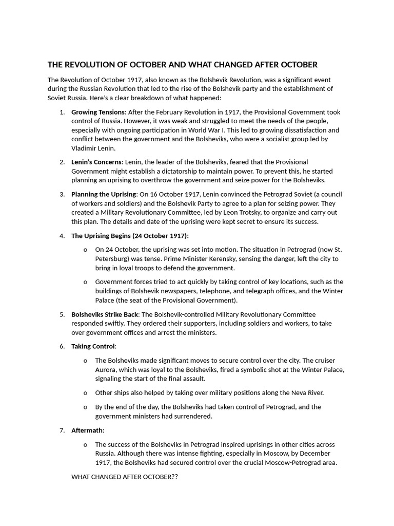 The Revolution of October 1917 | PDF | Russian Revolution | Vladimir Lenin