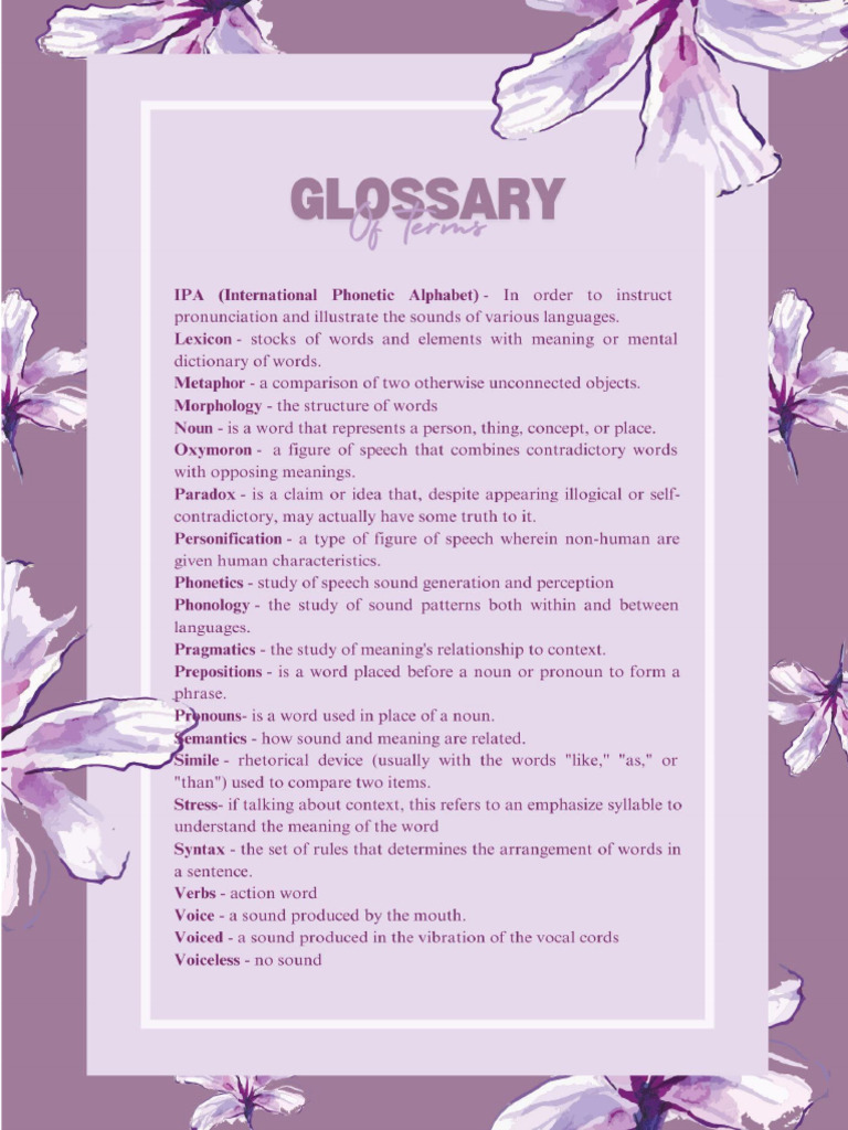 Glossary of Terms | PDF
