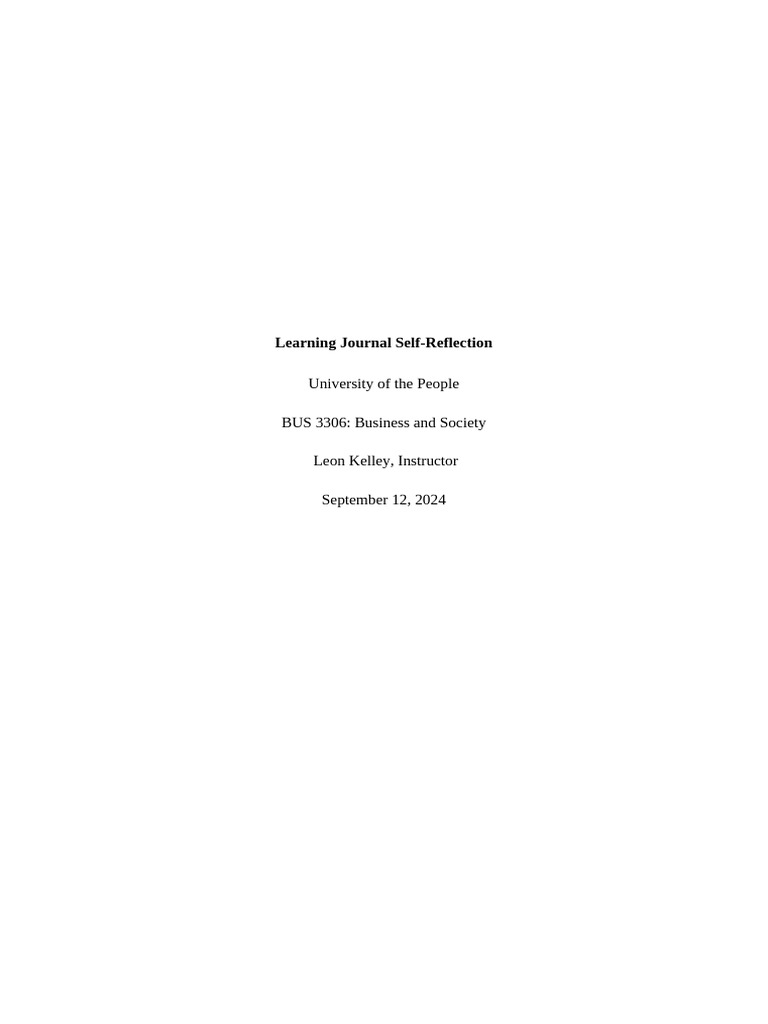 Learning Journal Unit 1 (BUS 3306 LJ WK 1) | PDF | Sustainability | Learning