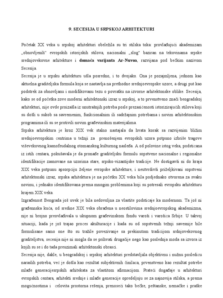 09 Secesija U Srpskoj Arhitekturi | PDF