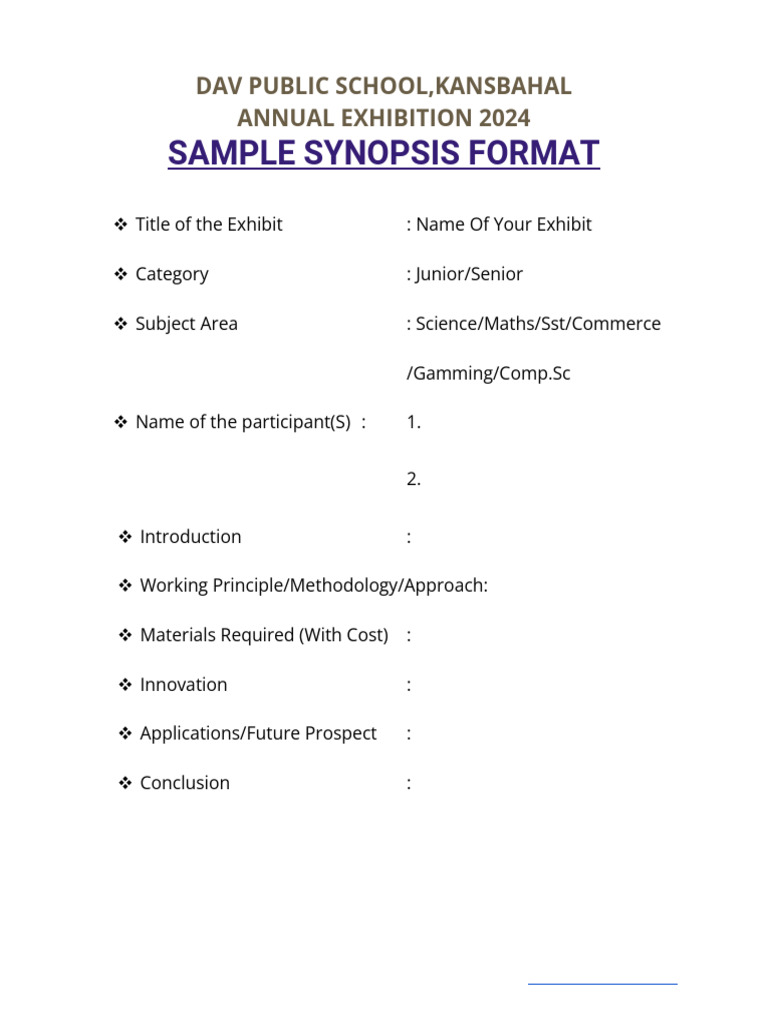 Annual Exhibition Synopsis Format | PDF