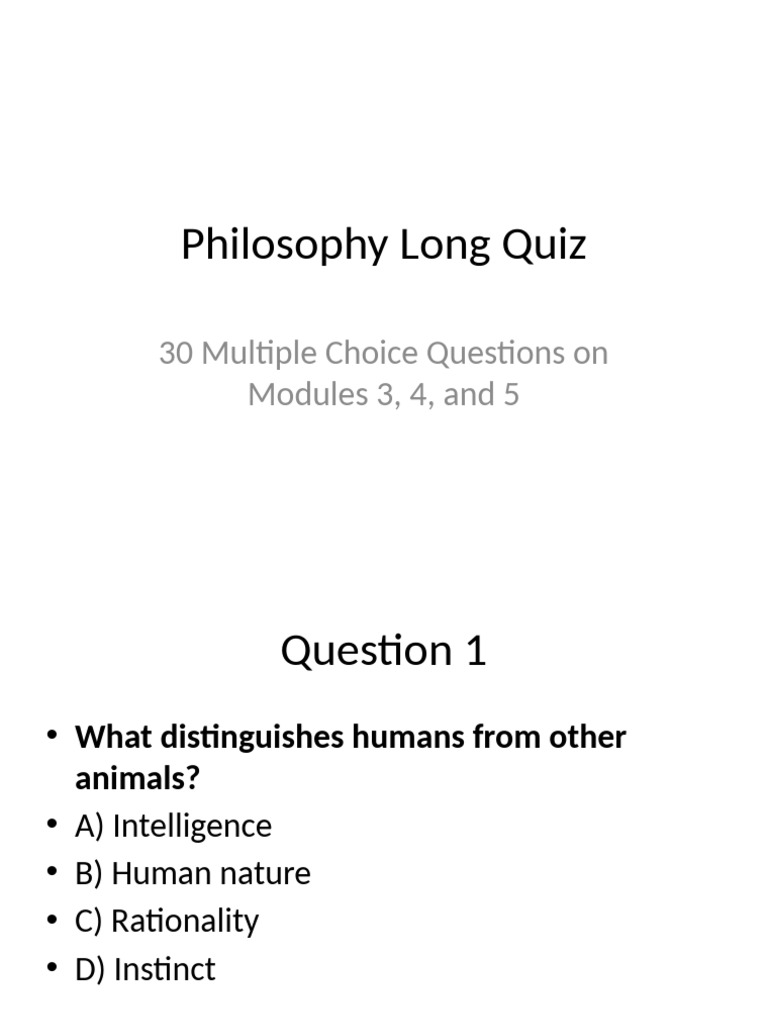 Philosophy 30 Item Quiz With Answer Key | PDF | Social Psychology ...