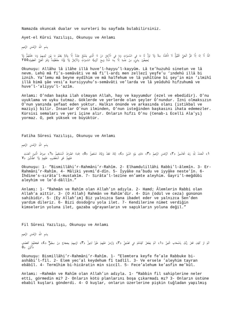 Namaz Sureleri Ve Dualar | PDF